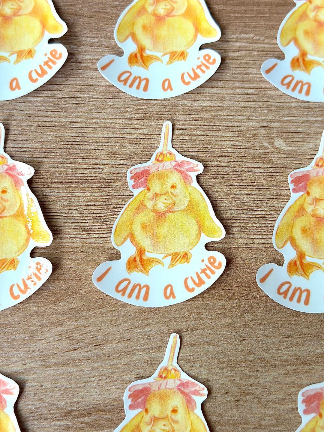 Handmade Cute Baby Duck With Flower Laminated Glossy Sticker - Etsy