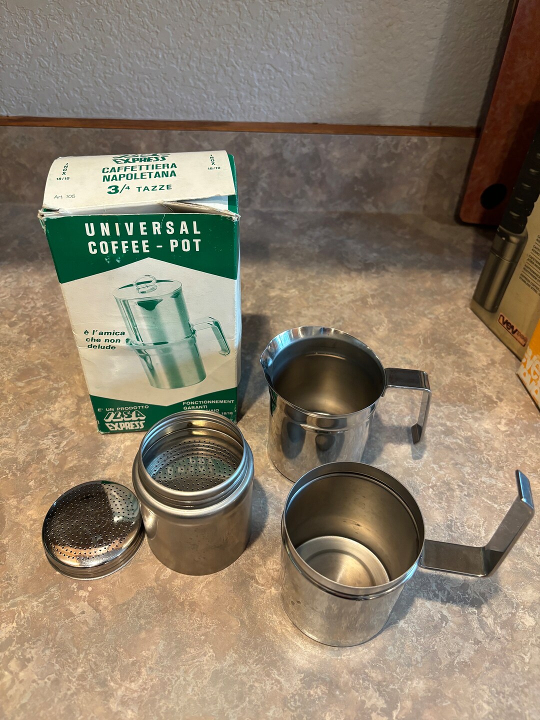 Neopolitan Coffee Maker Caffettiera Napoletana Vintage Stainless Steel ...