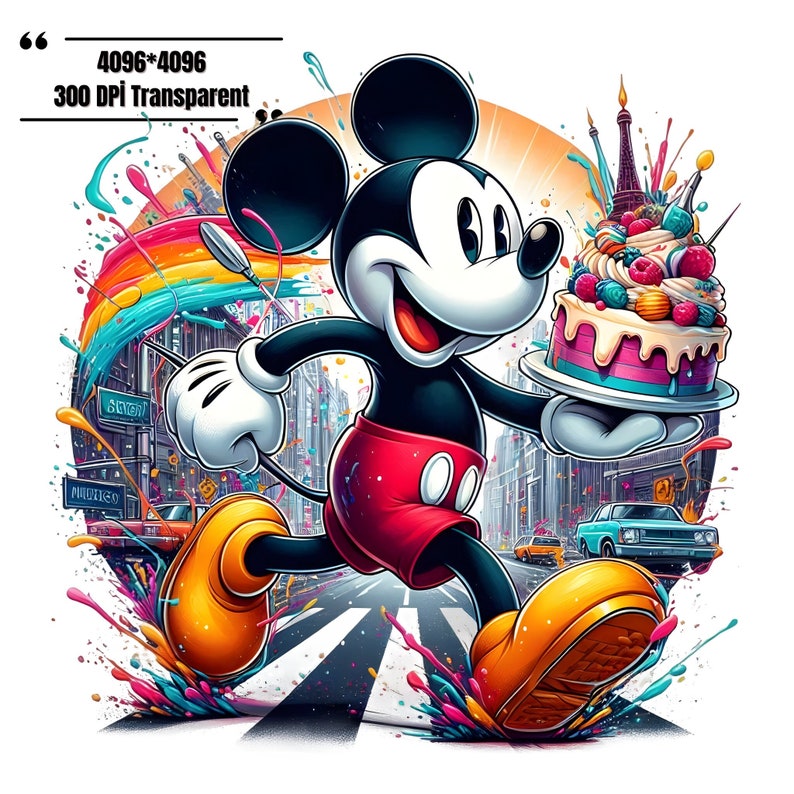 3 Png Mickey Mouse Splash and Watercolor Digital Design Png File ...