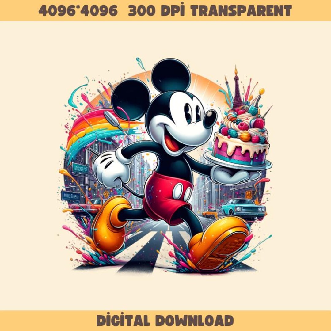 3 Png Mickey Mouse Splash and Watercolor Digital Design Png File ...
