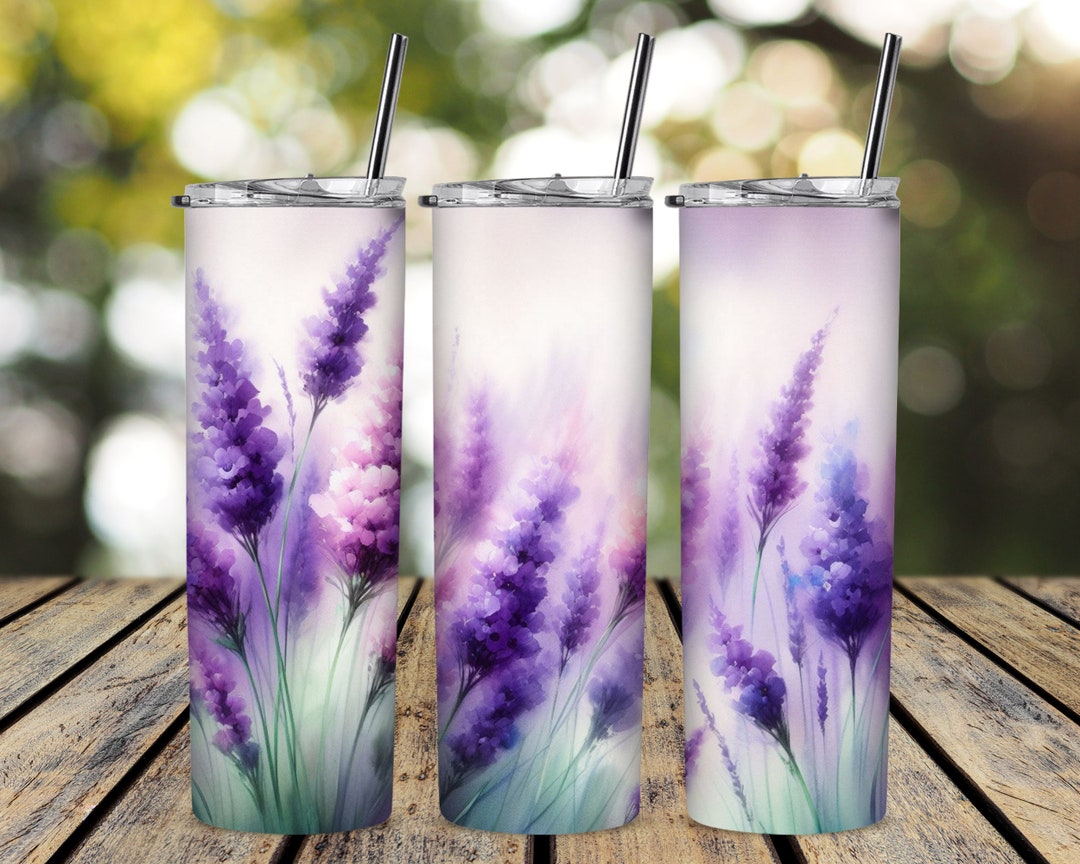 Lavender Blossom Flowers Tumbler Wrap, Seamless Sublimation PNG, 20 Oz ...