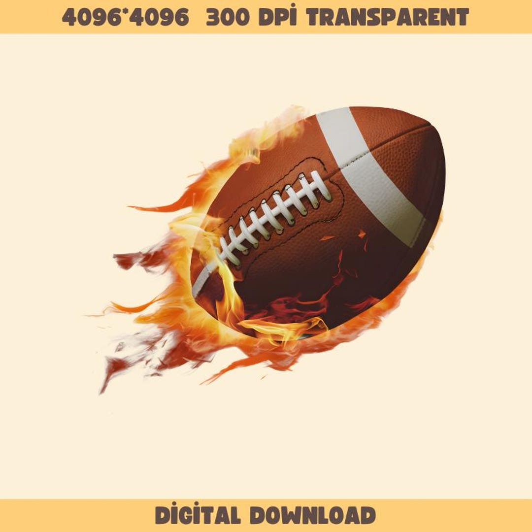 3 Flaming Football Png Sublimation, Football on Fire Png, School Spirit ...