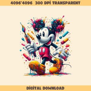 3 Png Mickey Mouse Splash and Watercolor Digital Design Png File ...