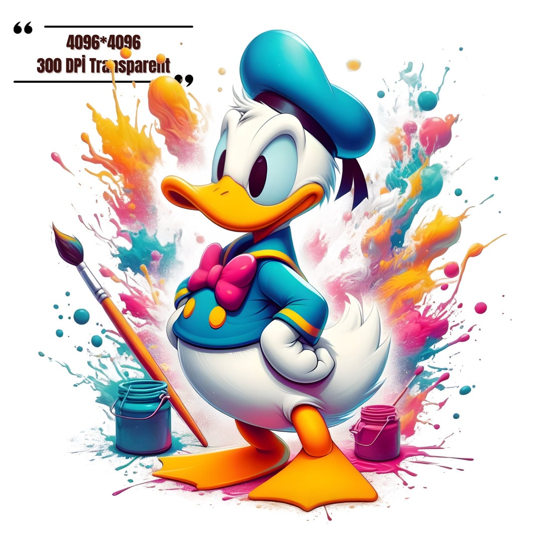 Donald Duck Splash and Watercolor Digital Design, Png File for ...