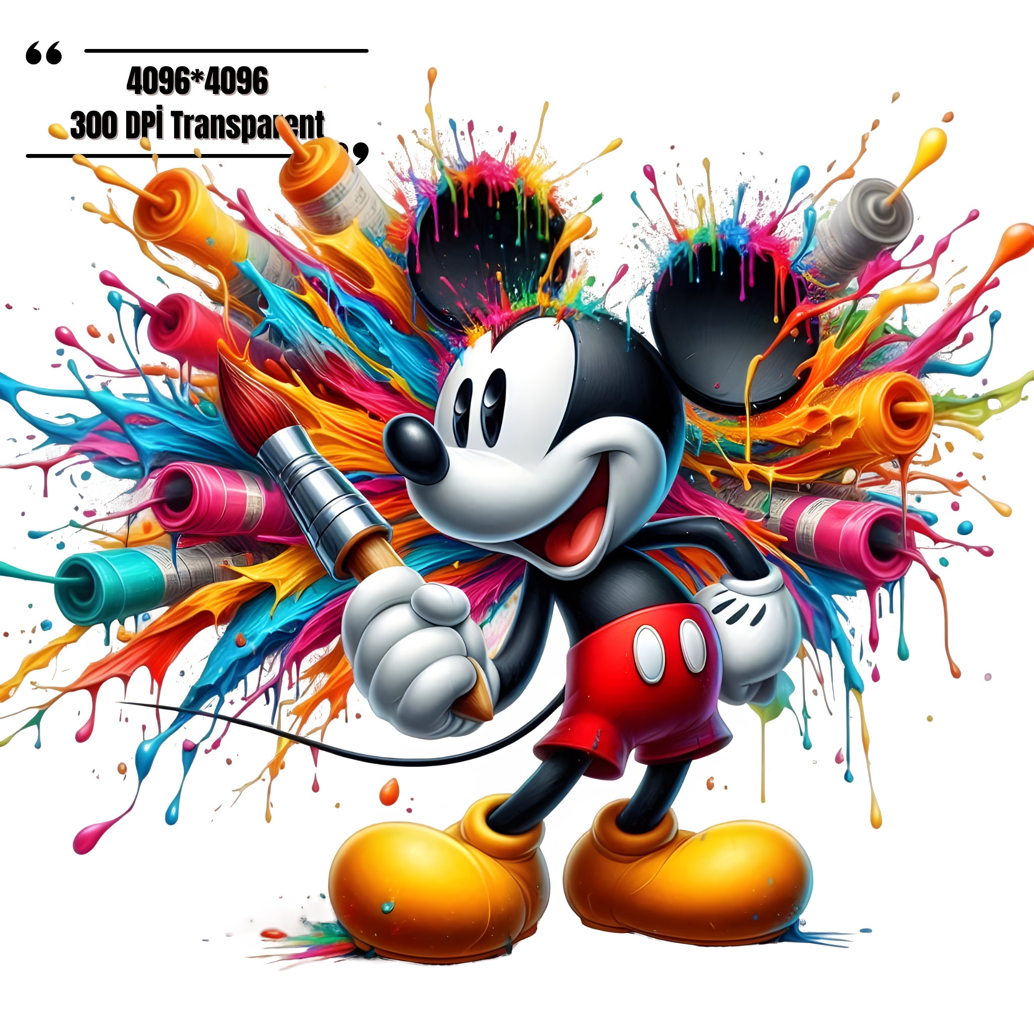 3 Png Mickey Mouse Splash and Watercolor Digital Design Png File ...