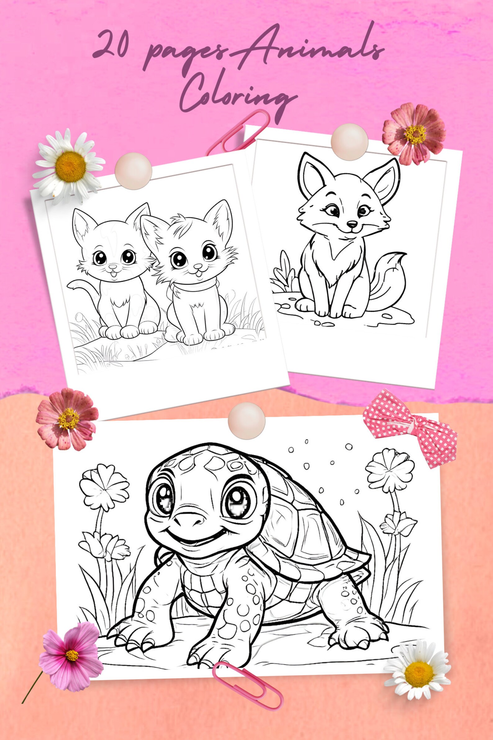 20 Pages Kids Coloring Animals Learning - Etsy