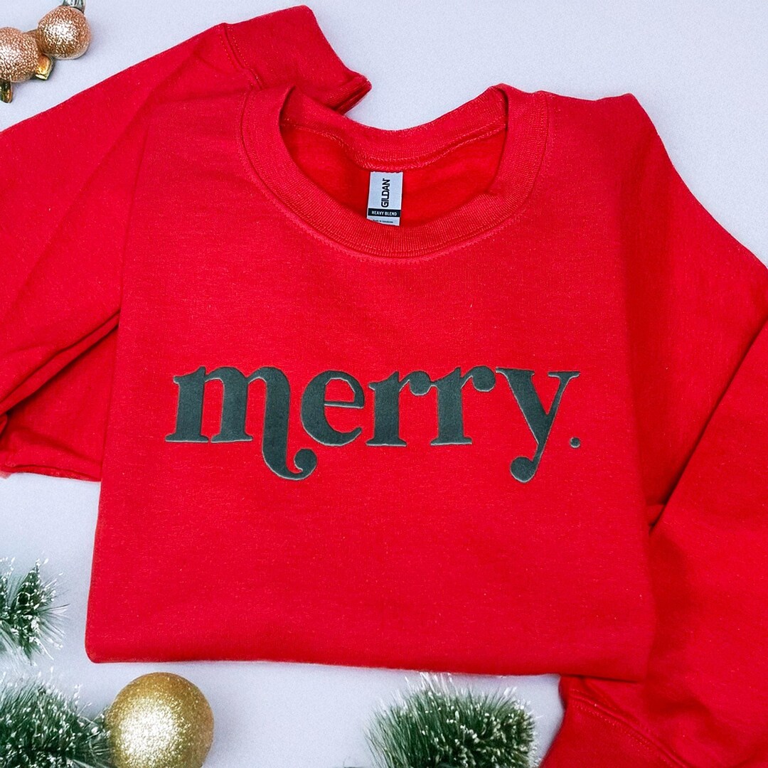 Merry Sweatshirt, Velvet Christmas Sweatshirt, Holiday Sweater, Merry ...