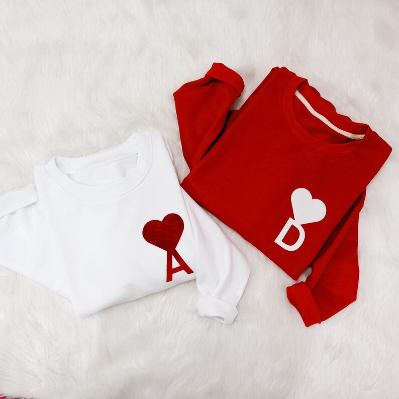 Embossed Valentine's Sweatshirt, Custom Heart Alphabet , Velvet Heart ...