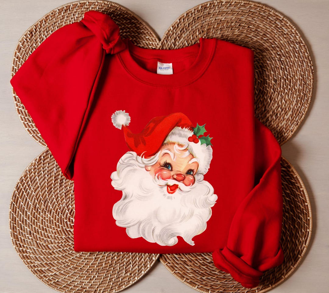 Retro Santa Sweatshirt, Vintage Santa Sweatshirt, Retro Christmas Santa ...