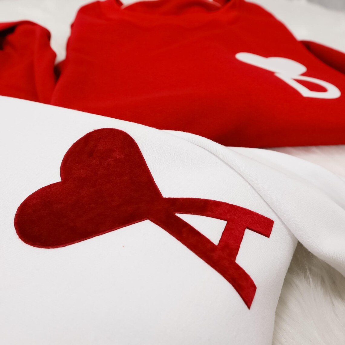 Embossed Valentine's Sweatshirt, Custom Heart Alphabet , Velvet Heart ...