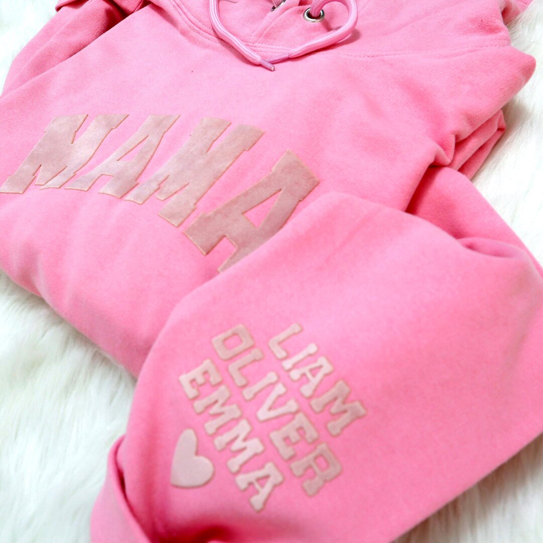 Personalized Mama Sweater With Kid Names on Sleeve, Embossed Mama ...