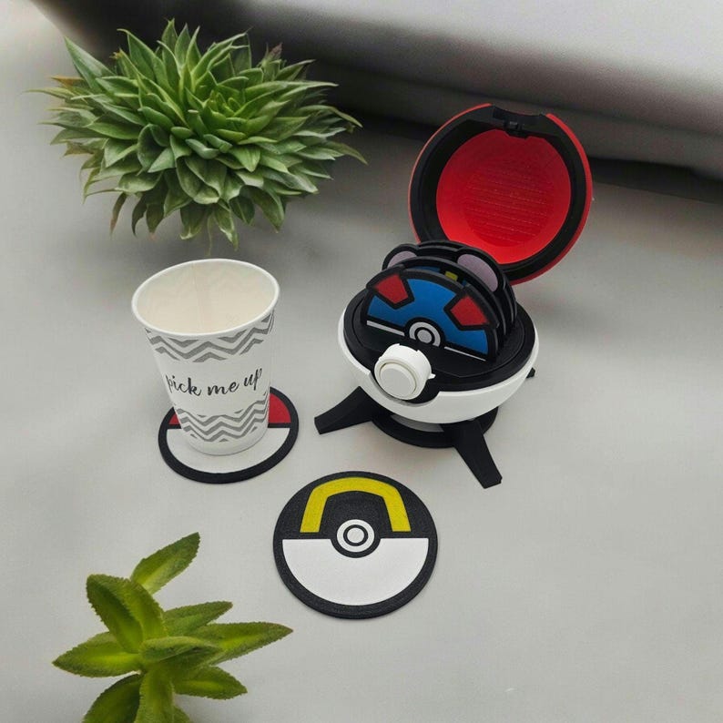 Pokemon Pokeball Drink Coaster Set - Etsy