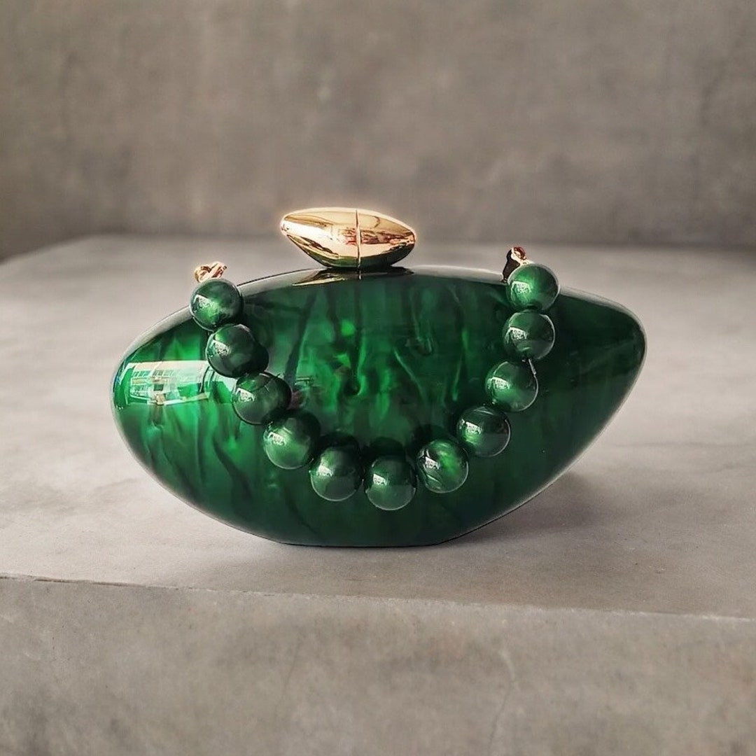 Luxury Green Acrilyc Clutch Bag Evening Clutch Bag Green Evening Purse ...