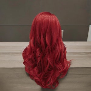 Medium Length Body Wave Red Lace Front Wig | Luxury Red Synthetic Wig ...