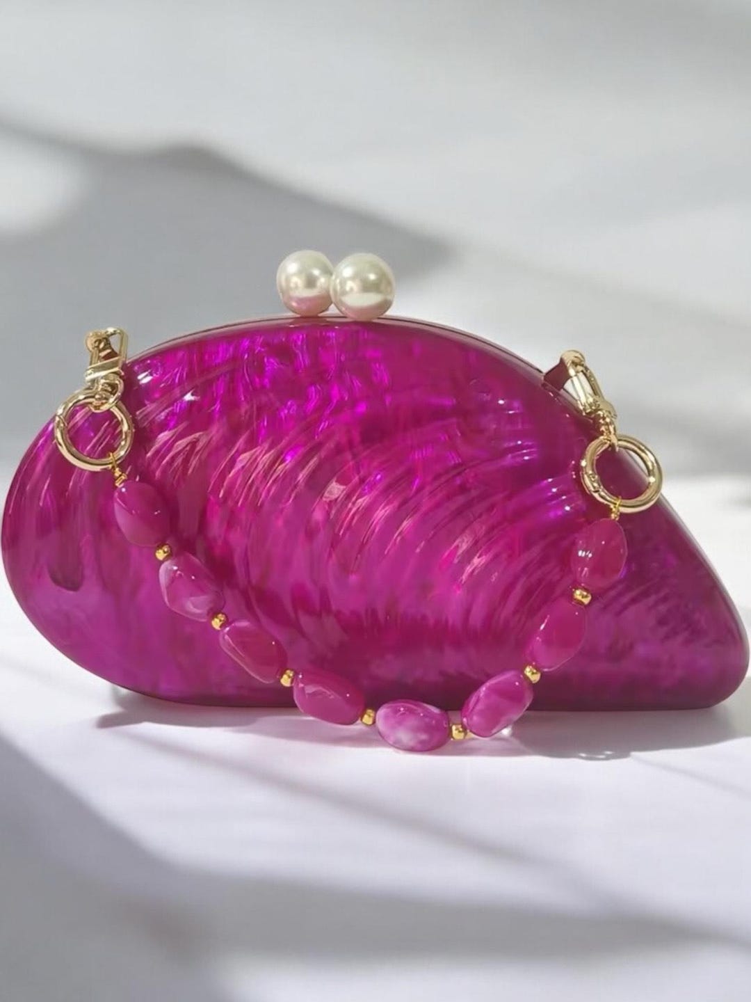 Fuchsia Pink Acrylic Luxury Bag / Evening Clutch / Prom Clutch Bag ...
