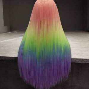 Colorful Rainbow Multicolor Synthetic Lace Front Hair Wig | Luxury ...