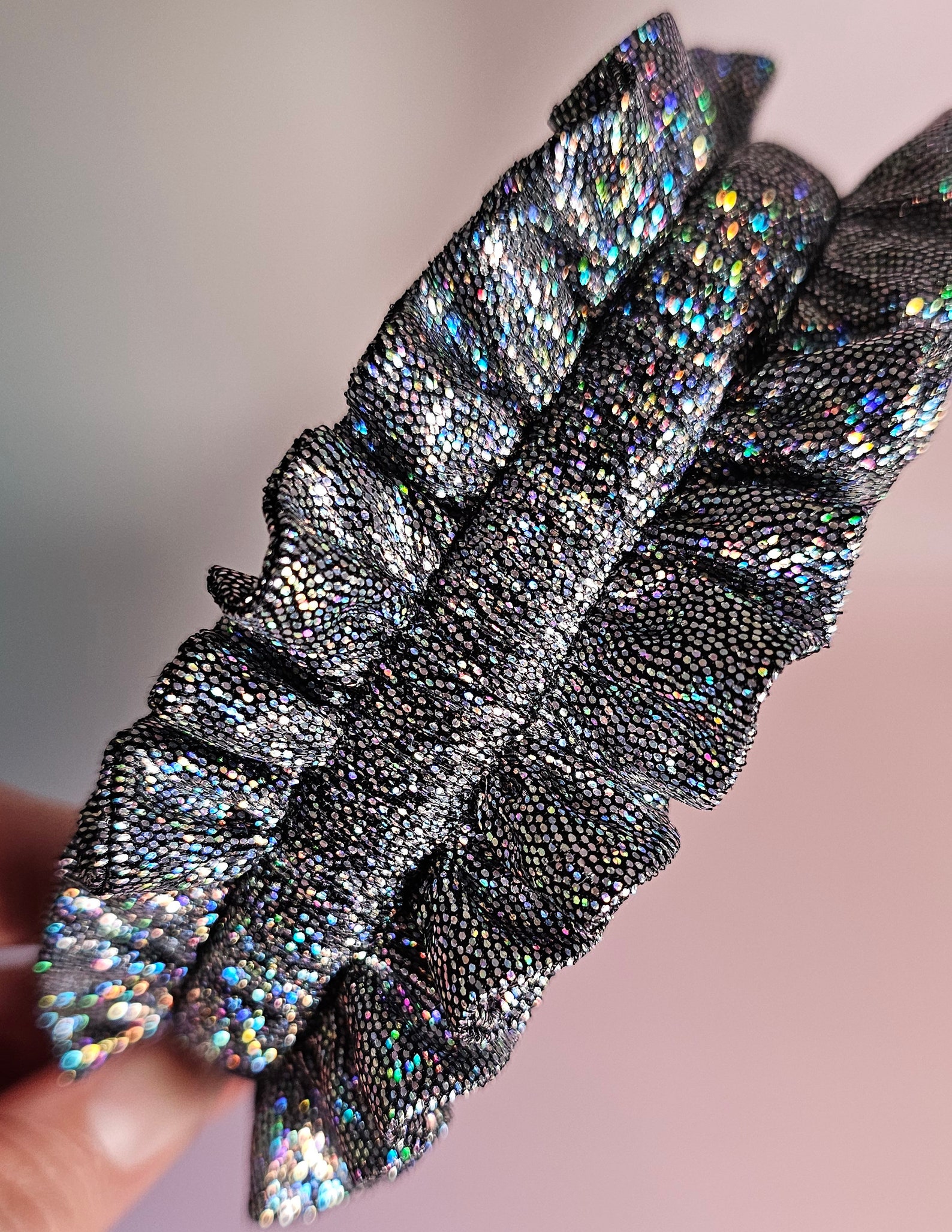 Holographic Silver Ruffle Headband, Sparkle Kawaii Hairband, Handmade ...