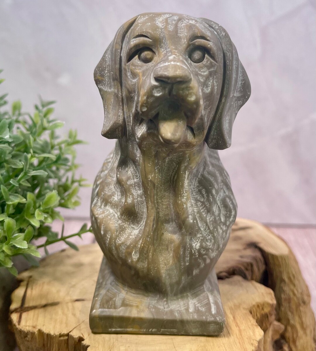 Natural Rhyolite Carved Retreiver 4”，crystal Carving Dog Hand Carved ...