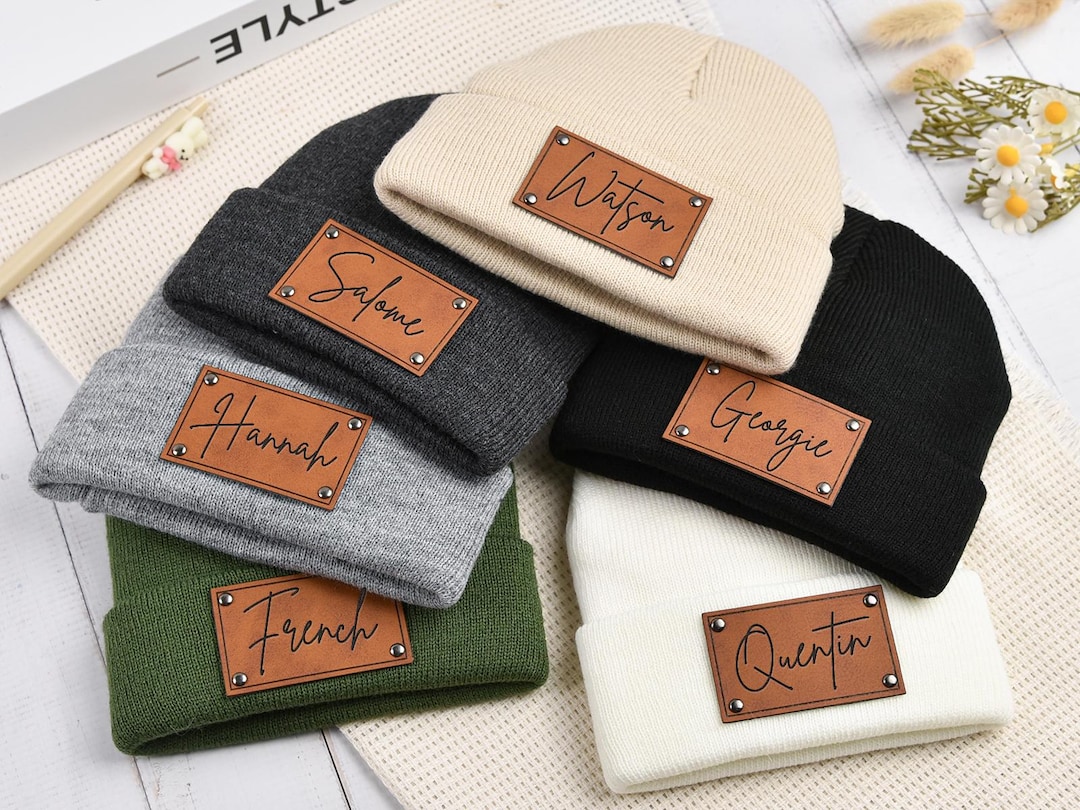 Newborn Baby Beanies,leather Patch Beanies for Baby,personalized Beanies for Babies,infant ...