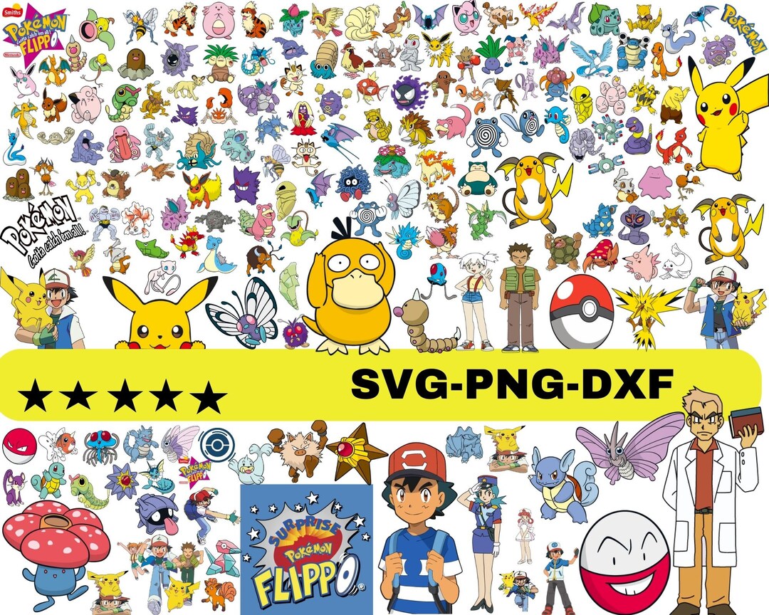 Pokemon Svg Bundle, Cartoon Character Sticker, Pokemon Svg, Pokemon Png ...