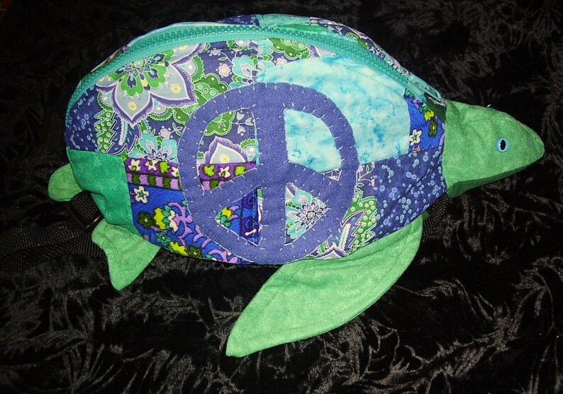 Patchwork Peace Turtle Backpack - Etsy