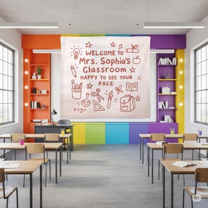 Personalized Classroom Welcome Banner, Back to School Teacher Sign ...