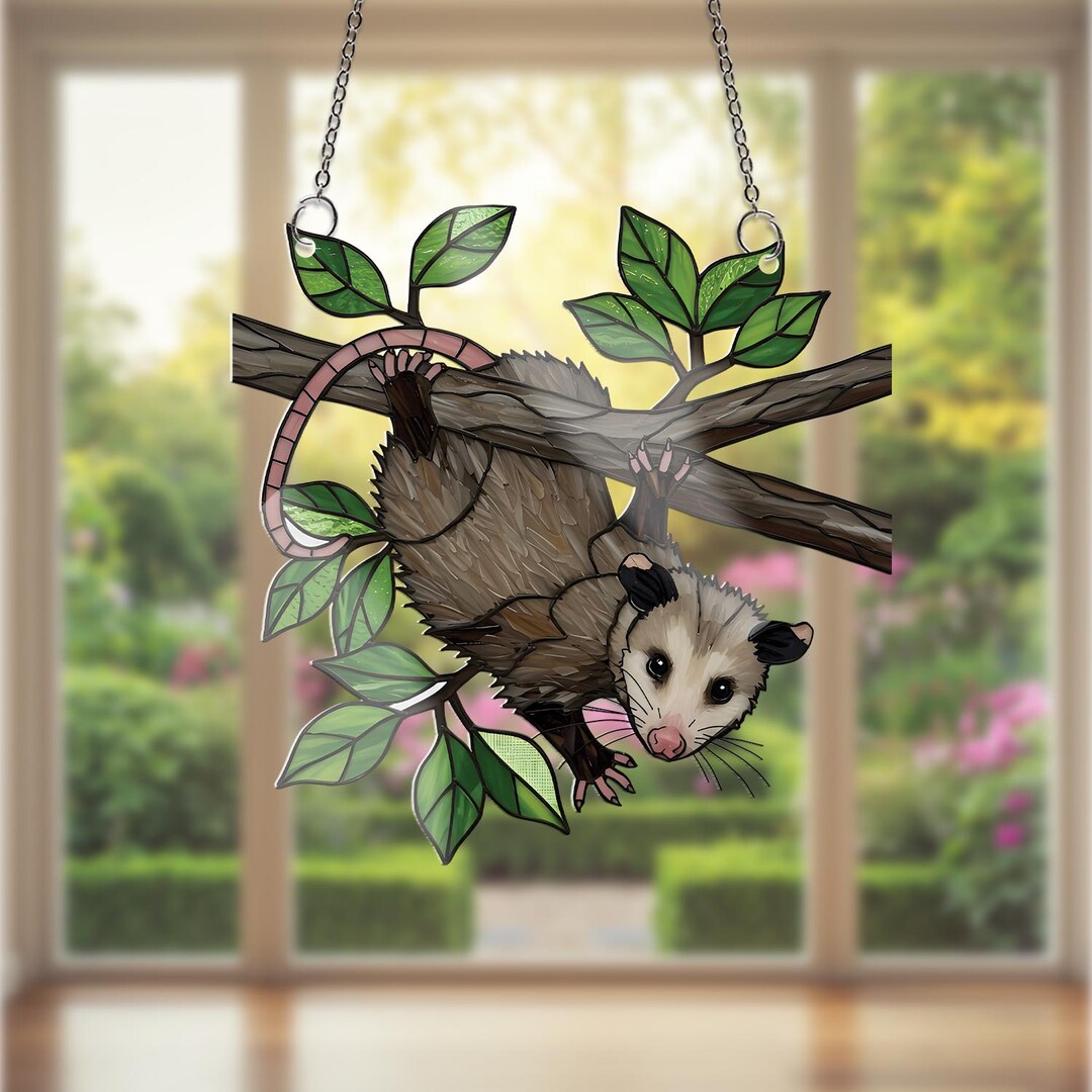 Upside Down Possum ACRYLIC Window Hanging, Funny Possum Decor, Opossum ...