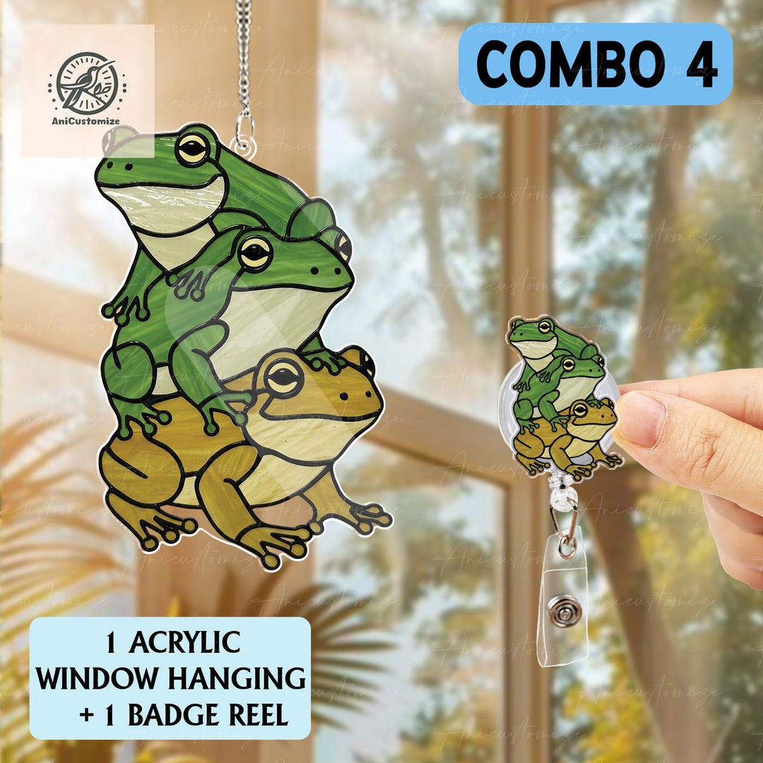 Special Gift Set 2025, Frog Stack ACRYLIC Window Hanging, Cottagecore Window Decor, Frog Lover ...