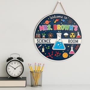 Personalized Science Room Sign, 2 Layer Teacher Door Decor, Custom ...