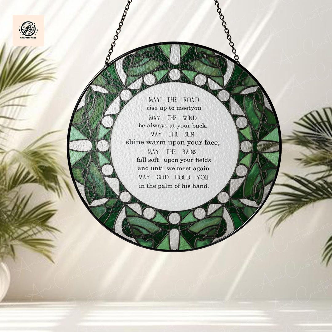 Irish Blessing Glass Suncatcher, Amulet, Talisman, Shamrocks, Prayer ...