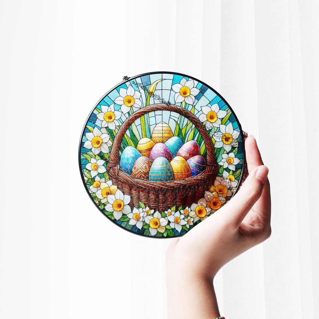Easter Egg Glass, Easter Egg Suncatcher, Easter Egg Window Decor ...