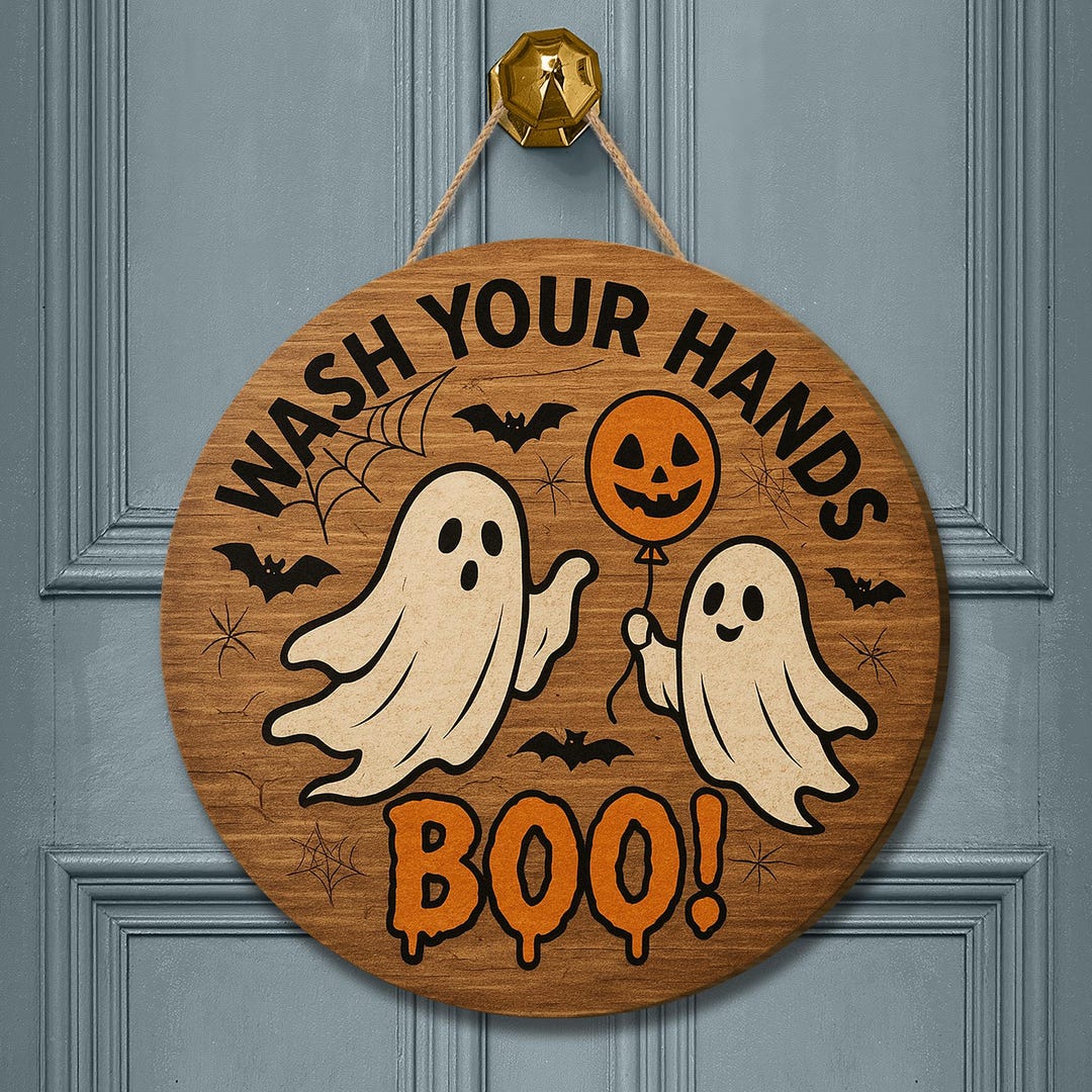 Wash Your Hands Boo Sign, Funny Halloween Bathroom Wood Decor, Ghost ...