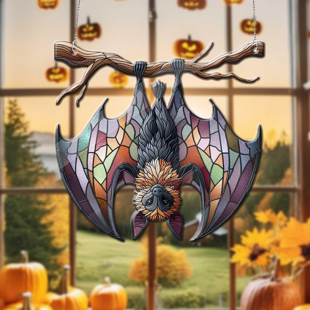 Spooky Bat Window Hangings, Halloween Bat Suncatcher Decor, Faux ...