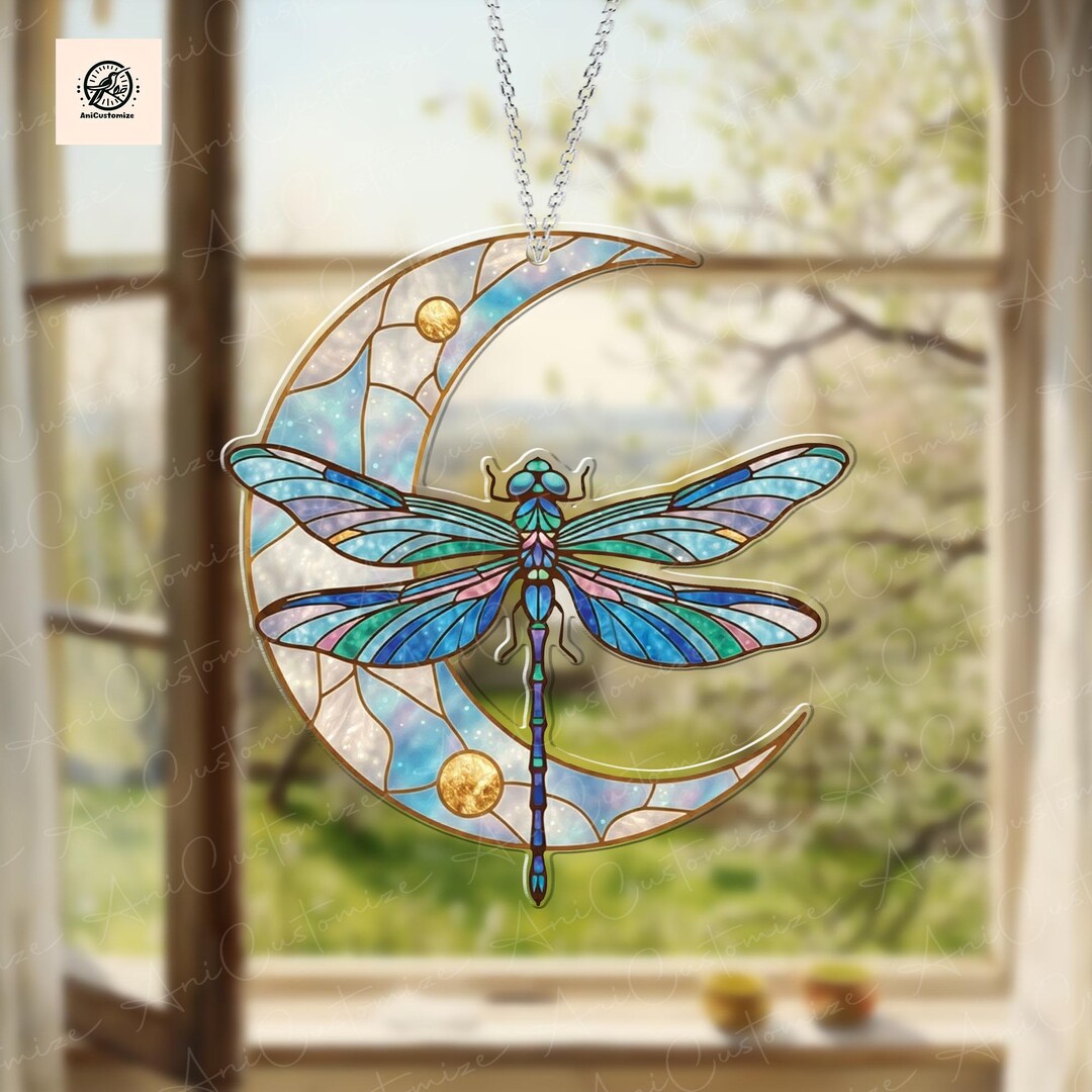 Dragonfly ACRYLIC Hanging Sign, Dragonfly Gift, Dragonfly Moon Decor ...