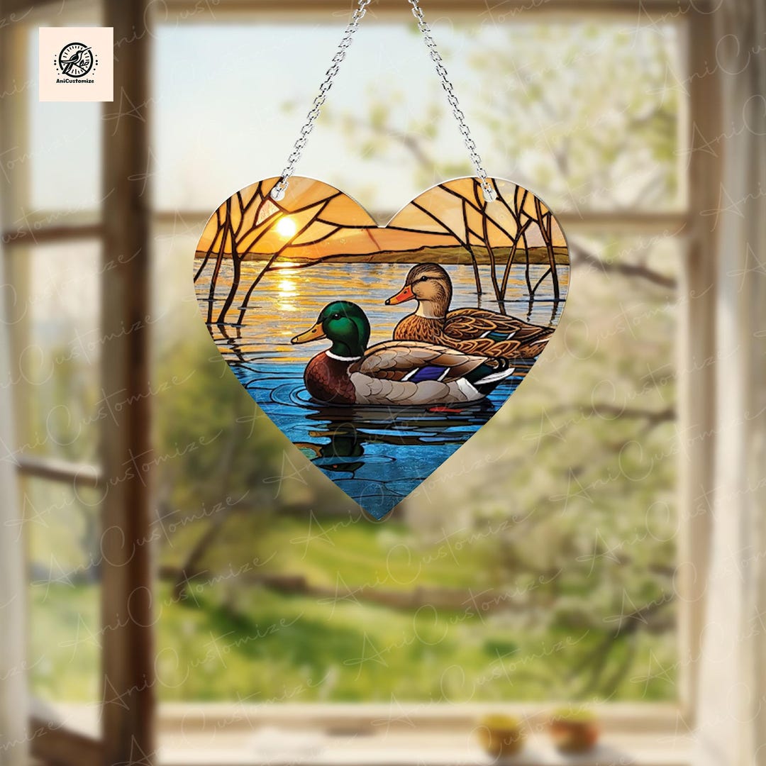 Mallard Duck Couple ACRYLIC Window Hanging, Mallard Duck Lover Decor ...