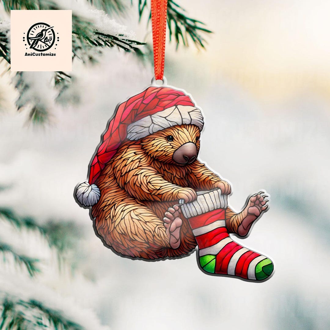 Wombat Wearing Stocking Christmas Ornament Decor, Funny Wombat Decor ...