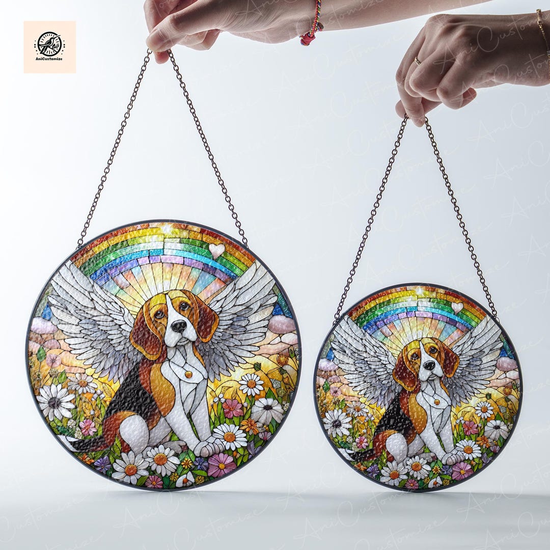 Angel Beagle GLASS Decor, Beagle Memorial Decor,beagle Mom Decor, Dog ...