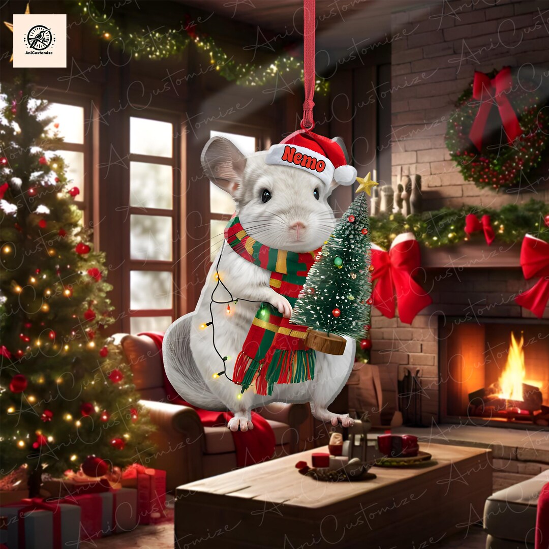 Personalized Chinchilla 2D FLAT Ornament Decor, Xmas Chinchilla Decor ...