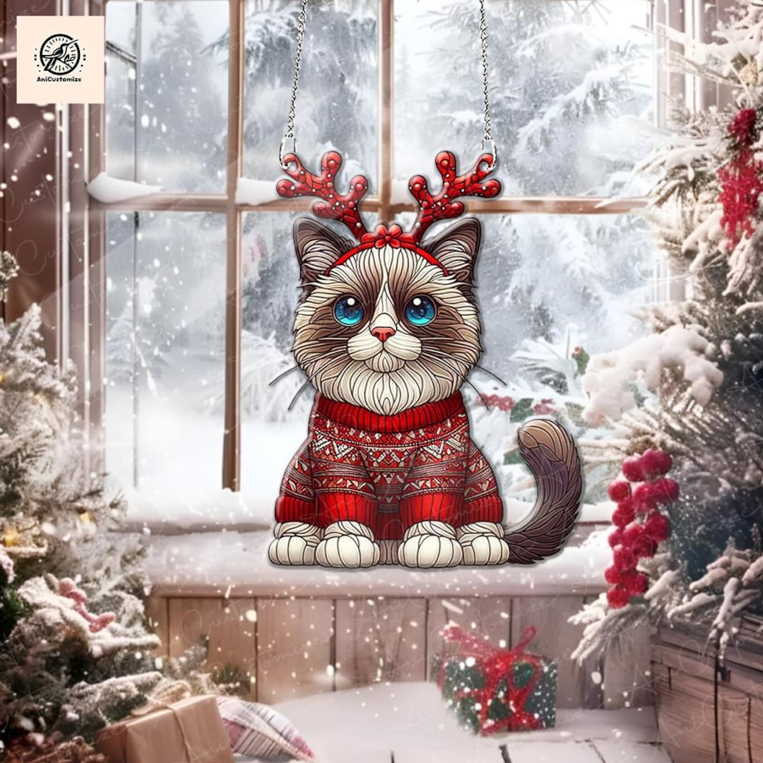 Ragdoll Cat Christmas ACRYLIC Window Hanging, Ragdoll Cat Decor, Funny ...