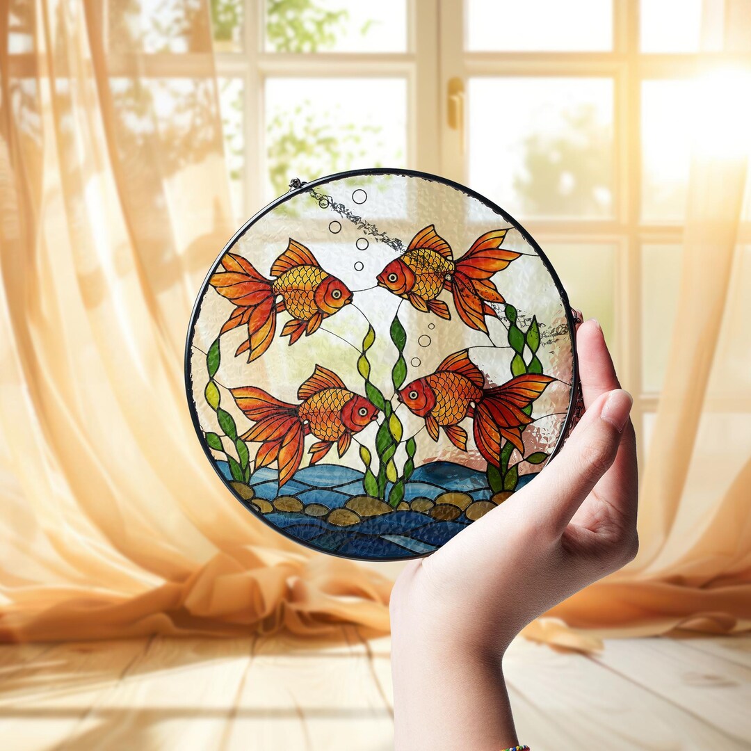 Glass Goldfish Suncatcher, Aquarium Window Decor, Fish Lover Gift ...