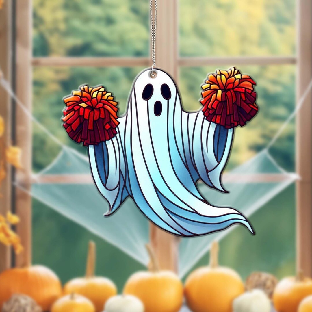 Cheerleading Ghost ACRYLIC Window Hanging, Cheer Ghost, Cheerleader ...