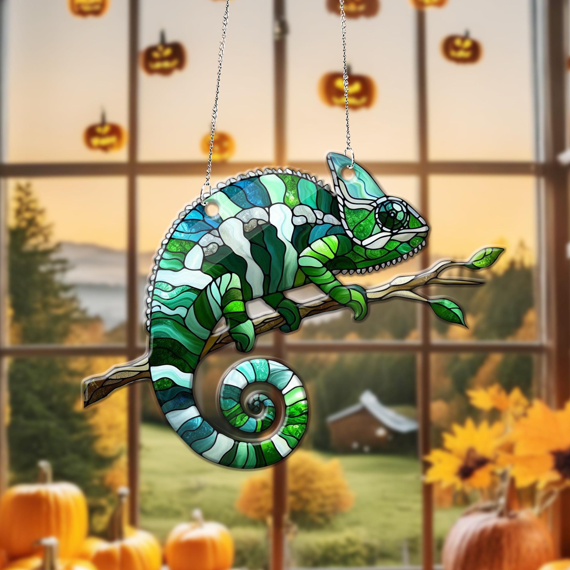 Gecko Acrylic Widow Hangings, Gecko Wall Hanging Art, Nature Animal ...