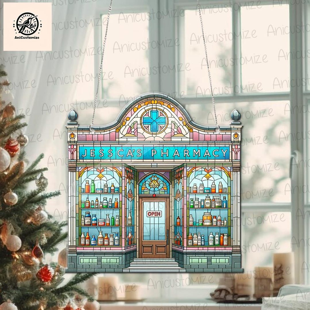 Pharmacy ACRYLIC Window Hanging, Pharmacy Window Decor Art, Gift for ...