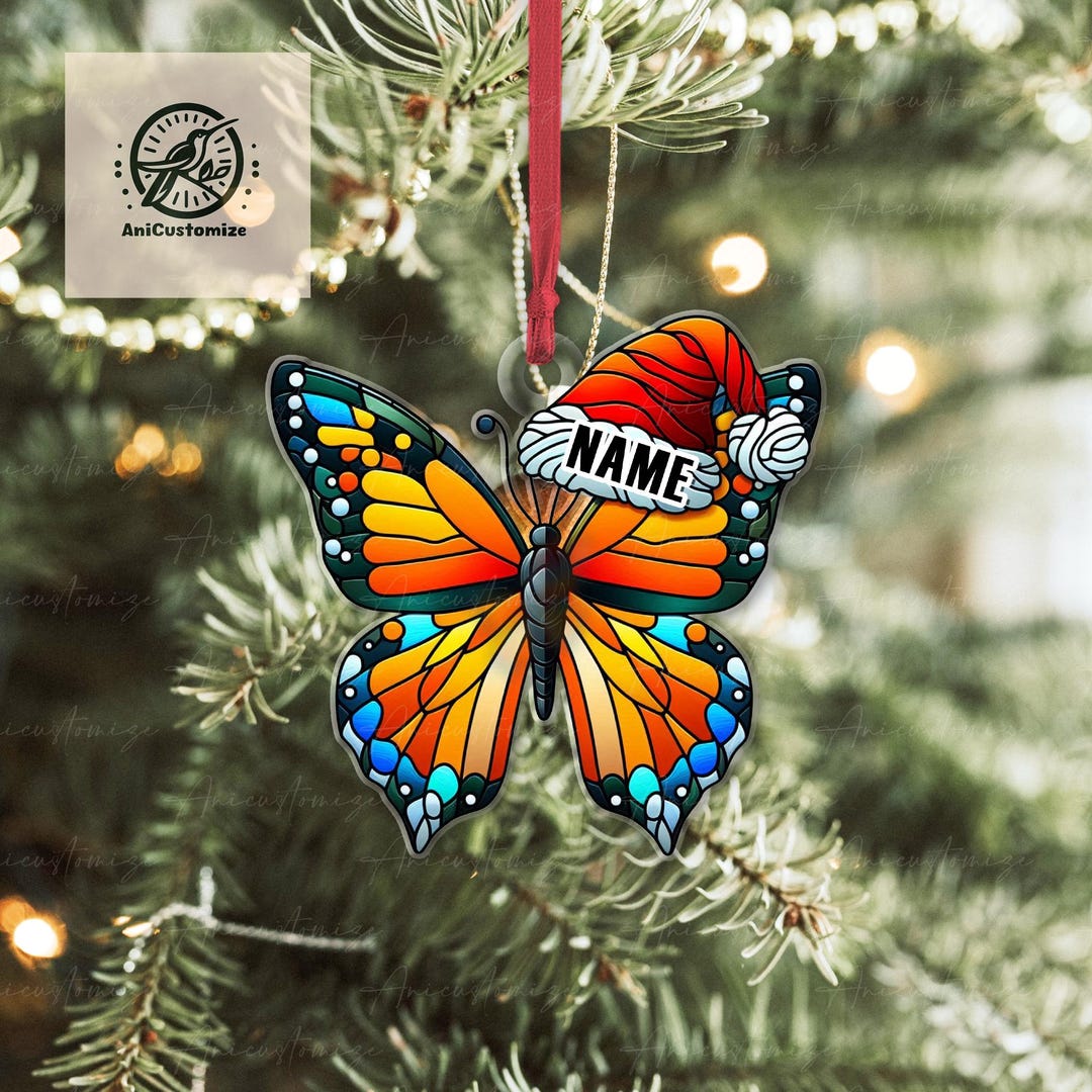 2D Flat Personalized Monarch Butterfly Ornament, Butterfly Lover Decor ...