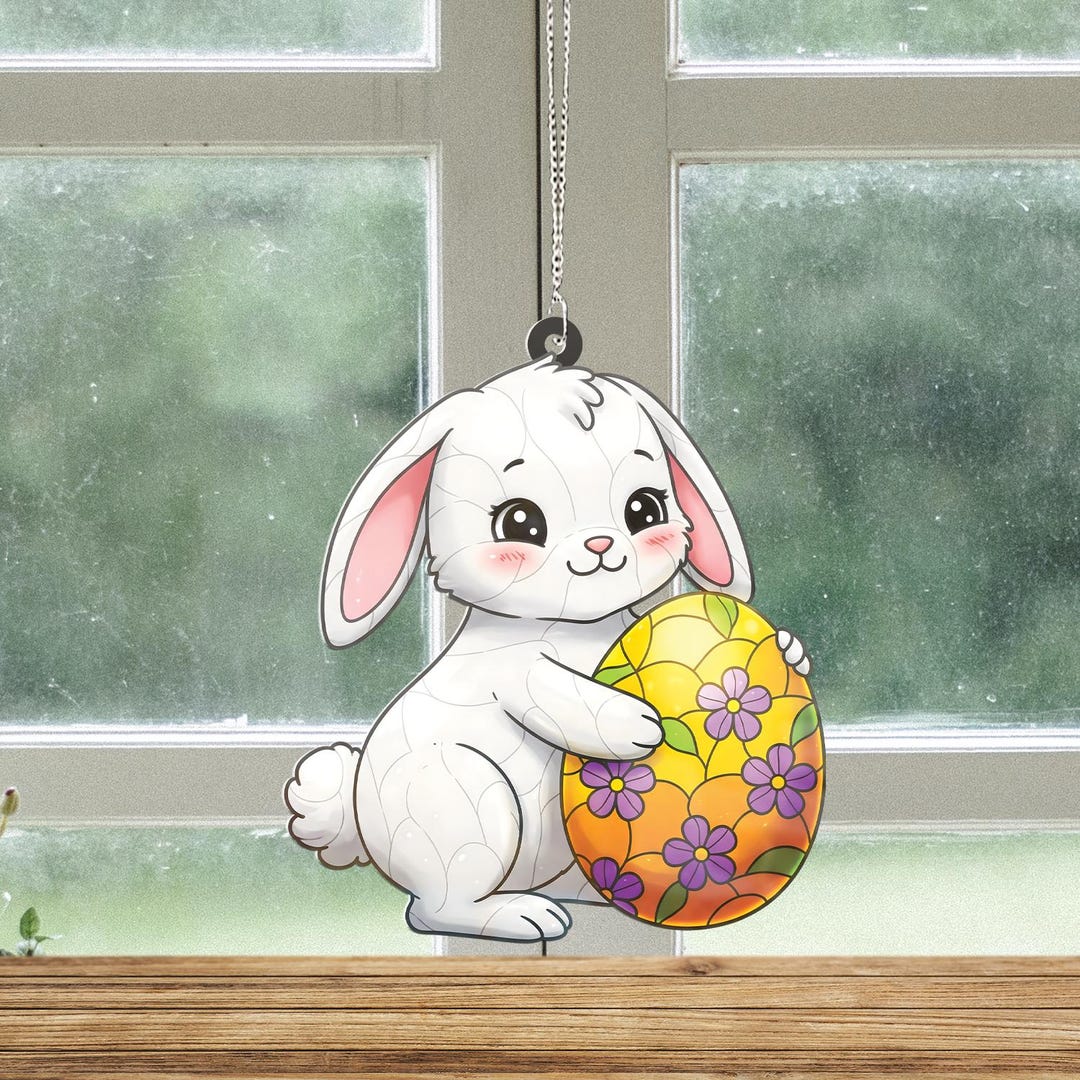 Easter Rabbit ACRYLIC Window Hanging, Easter Bunny Decor, Easter Decor ...