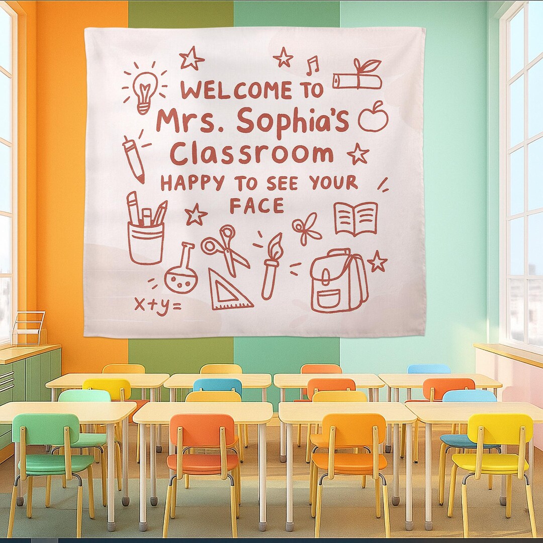 Personalized Classroom Welcome Banner, Back to School Teacher Sign ...