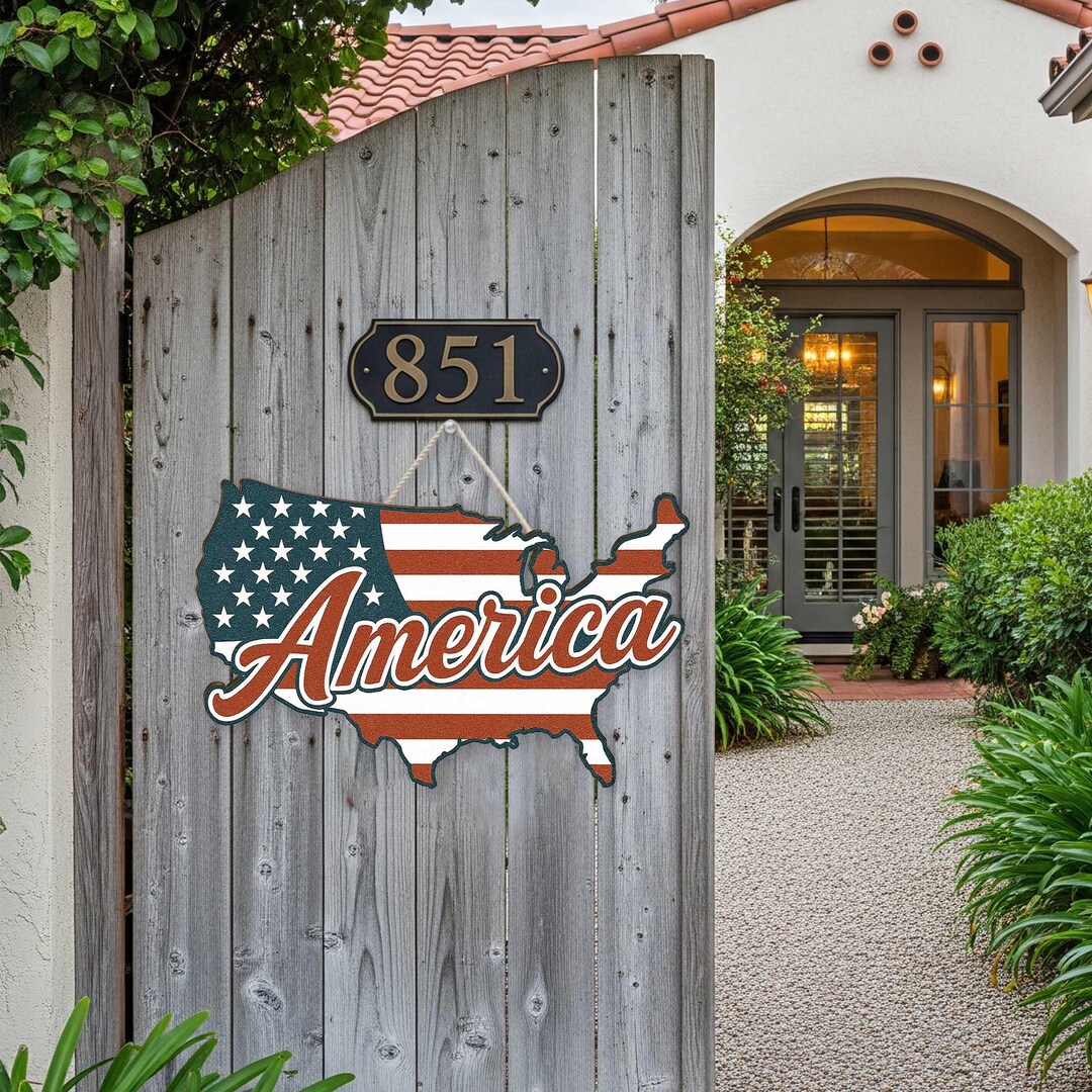 USA America Wooden Sign, Patriotic Wall Decor, 4th of July Sign, Rustic ...