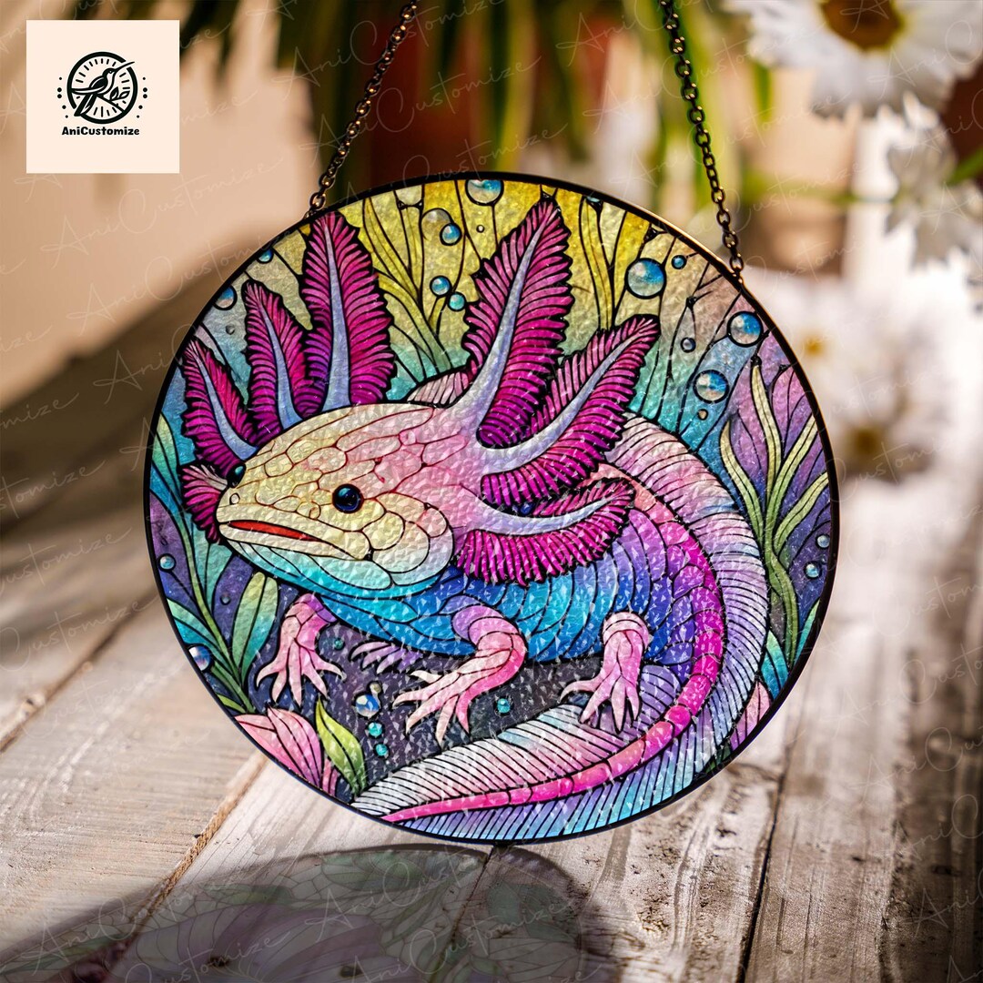 Axolotl GLASS Decor, Axolotl Lover Decor, Axolotl Mom Decor, Pet Lover ...