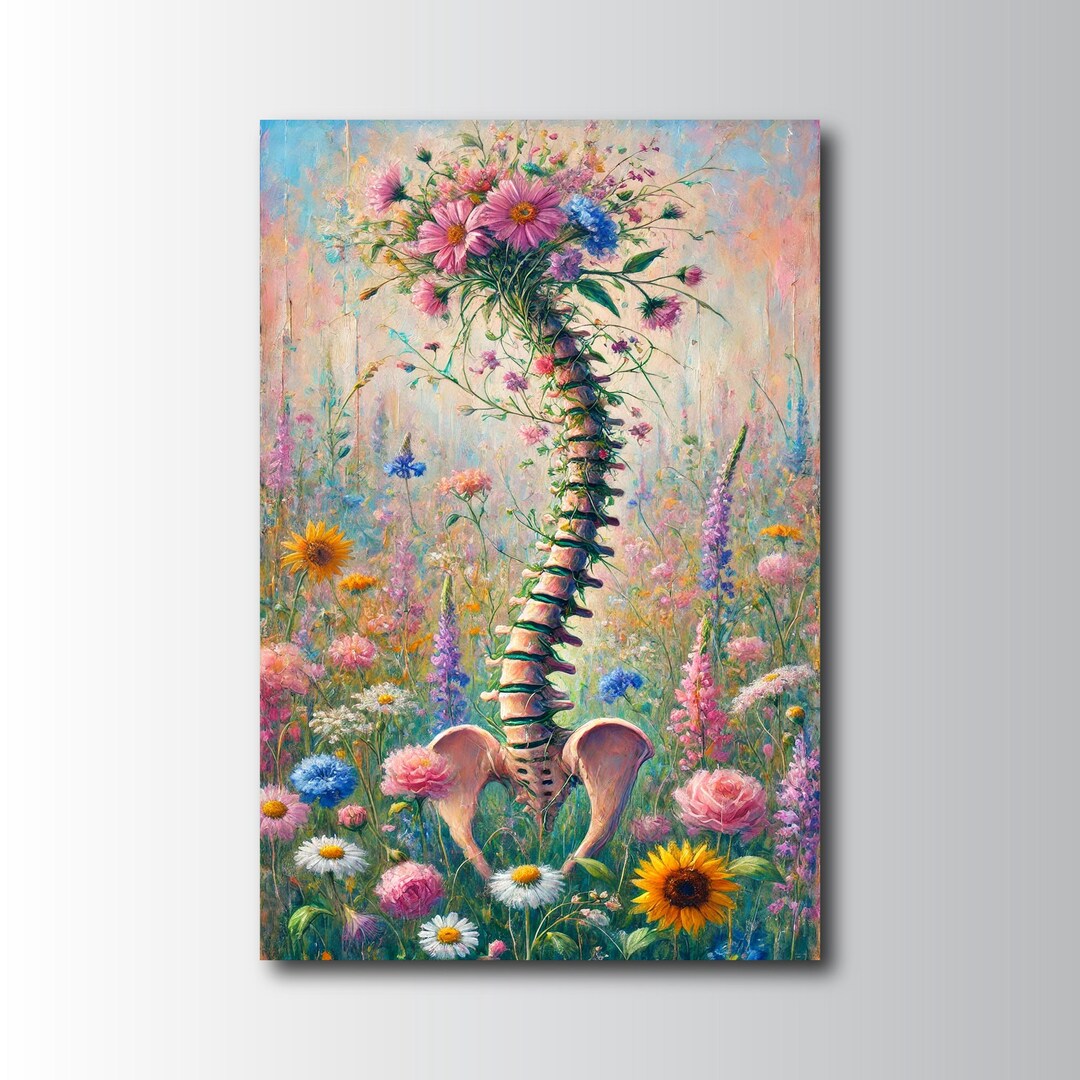 Aesthetic Floral Spine Unframed Poster, Chiropractor Decor ...