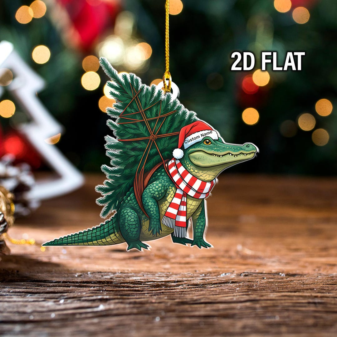 2D FLAT Custom Alligator Delivery Christmas Ornament, Alligator Lover ...
